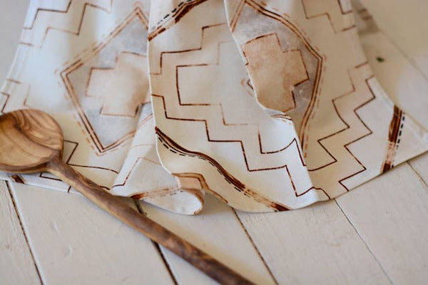 Rustic Western Farmhouse Geometric Neutral Pattern Kitchen Tea Towel ...